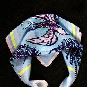 Birds Silk Scarf, Feather Print Scarf, Gift for Her, Scarf Wrap, Birds ...