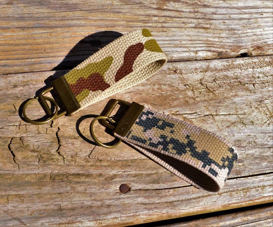 Camouflage Keychain: Cotton Webbing With Brushed Brass Hardware - Etsy