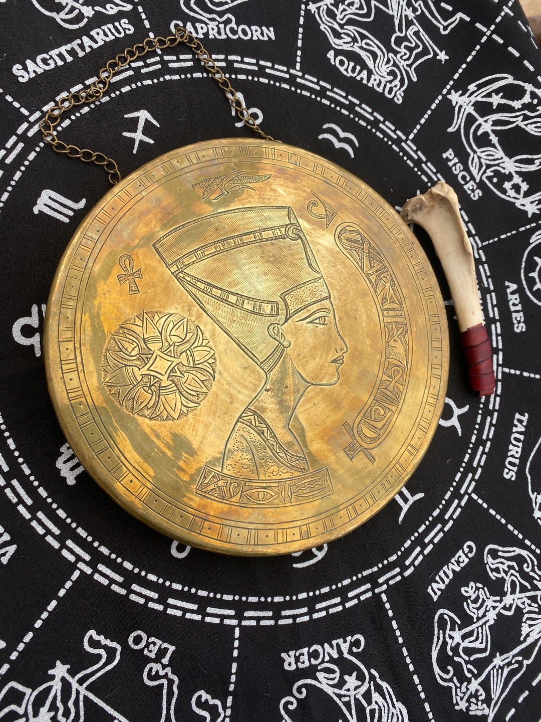 Rare Egyptian Brass Gong With Bone Striker - Etsy