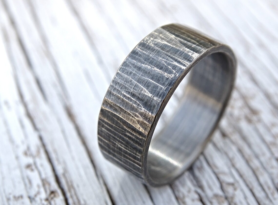 Rustic Mens Ring Mens Wedding Band Rustic Wedding Ring Cool - Etsy