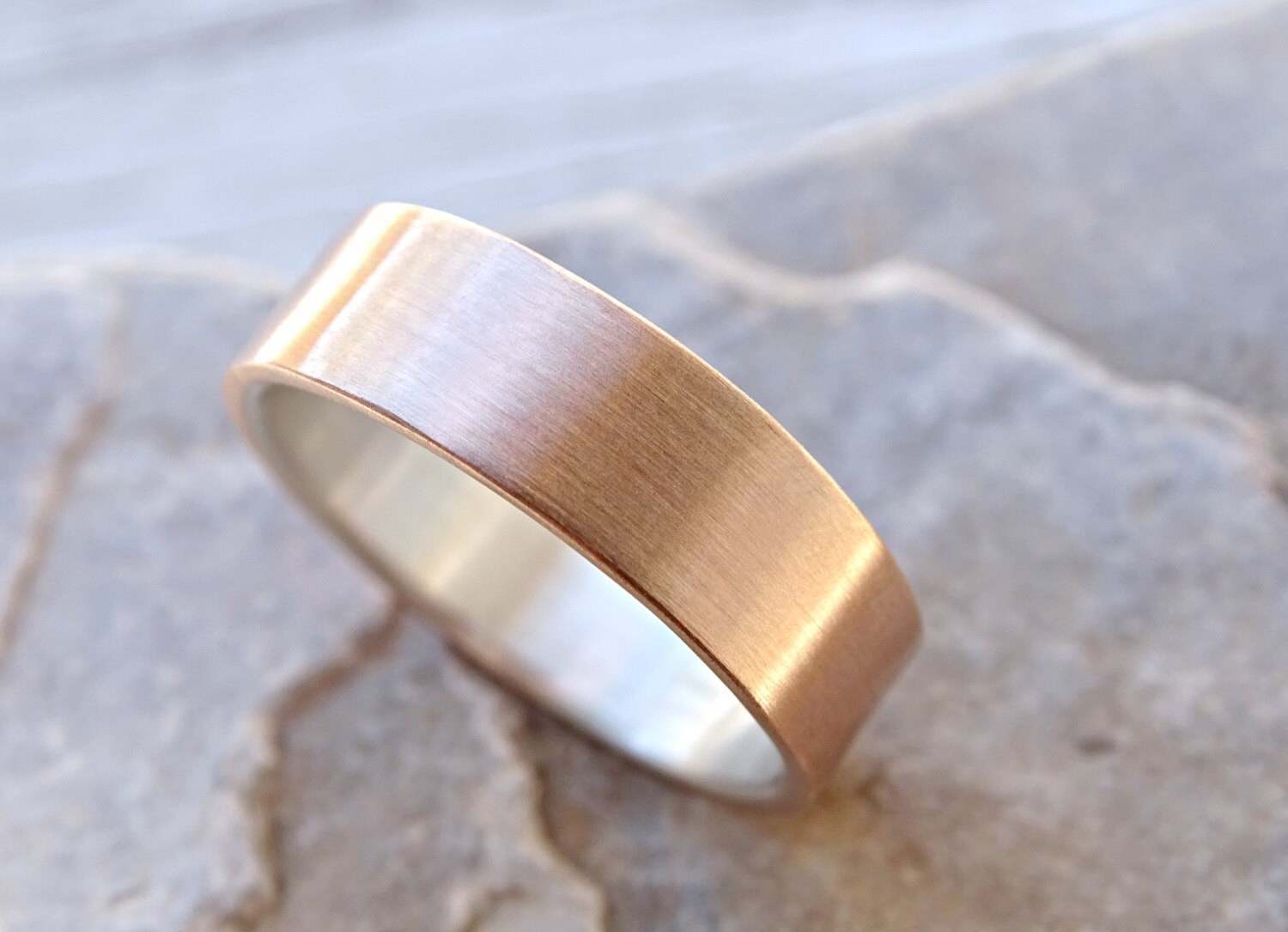 Mens wedding band bronze wedding ring mens ring silver | Etsy