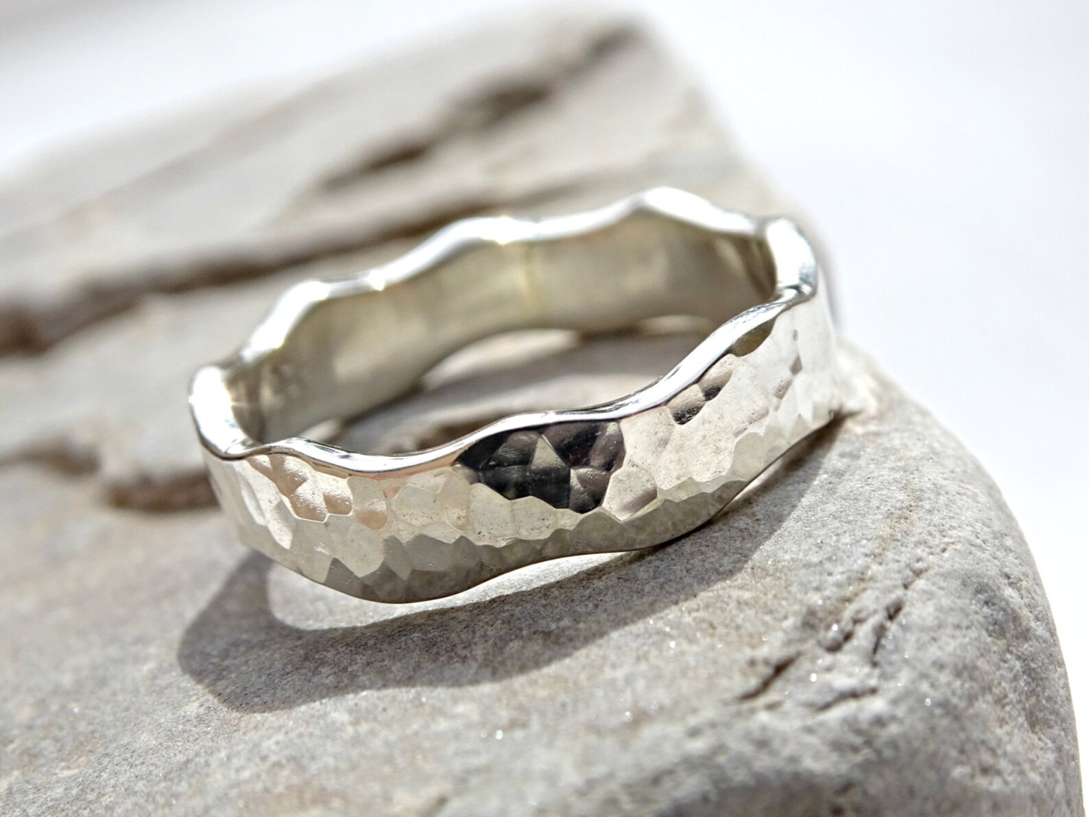 Wellenring Silber Silberring gewellt gehämmerter Ring Silber | Etsy