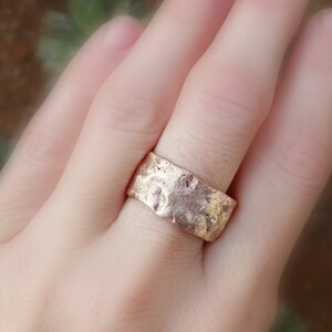 Bronze Ring Silver Band, Mens Wedding Ring Bronze, Molten Structured ...