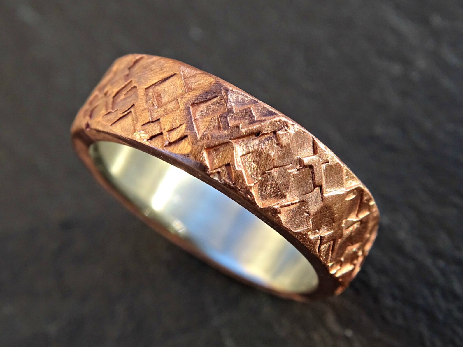 Mixed Metal Wedding Ring Bold Copper Ring Promise Ring Mens | Etsy