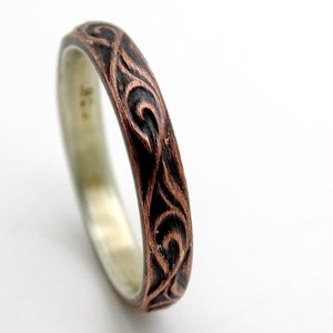 Copper Silver Wedding Ring Textured Copper Ring Medieval - Etsy