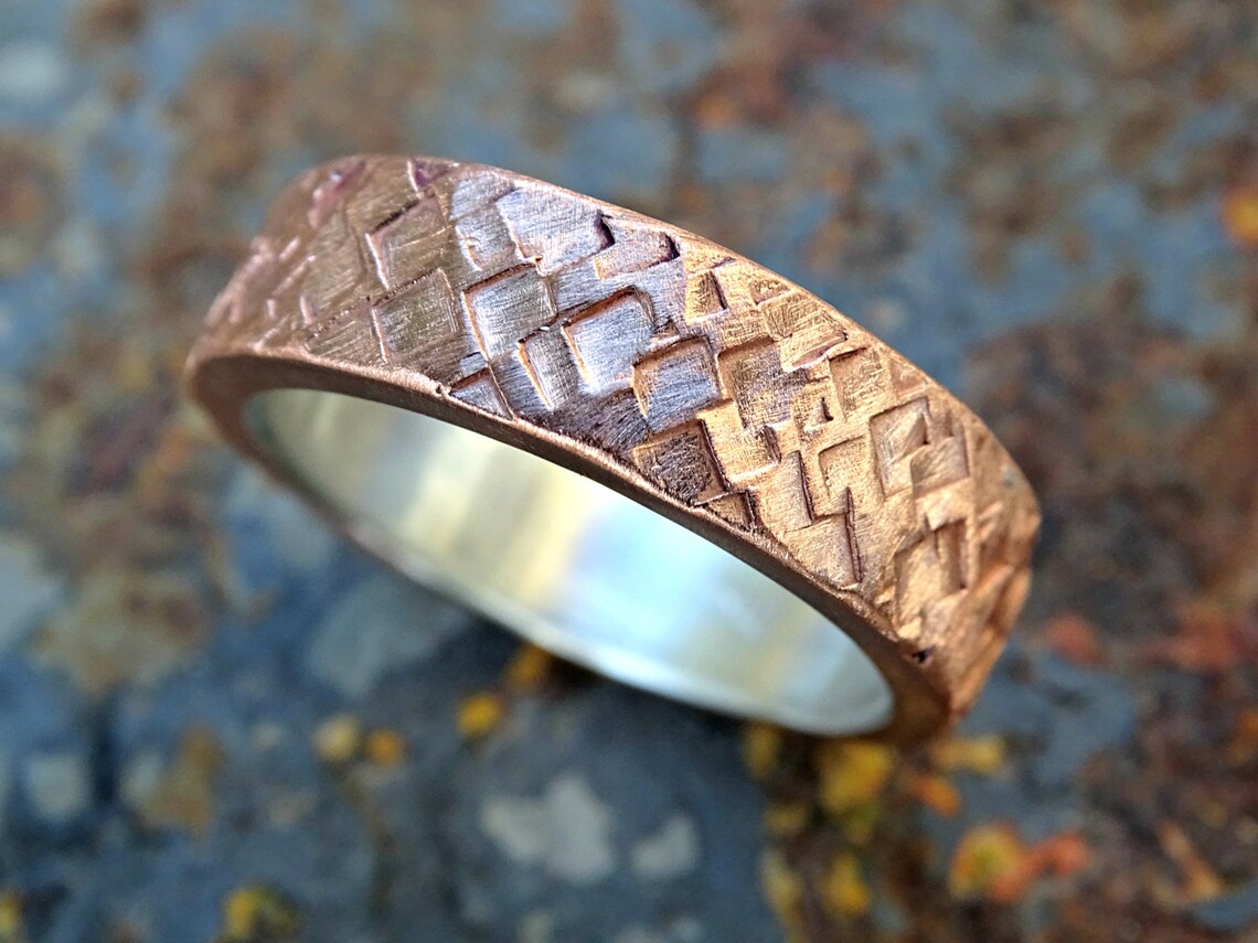 Mixed Metal Wedding Ring Bold Copper Ring Promise Ring Mens | Etsy