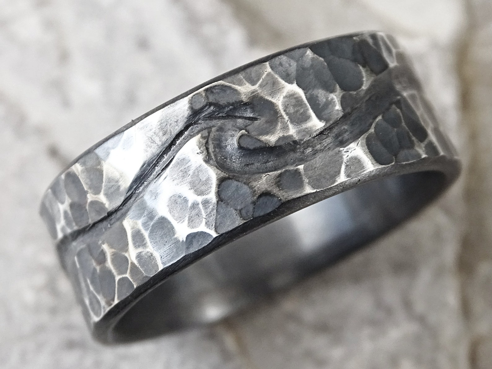 Beach Wedding Ring Two Engraved Waves Silver Wave Ring Ocean - Etsy