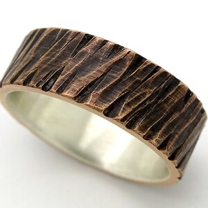 Bronze Wedding Ring Men Cool Mens Ring Bronze Silver Rugged - Etsy