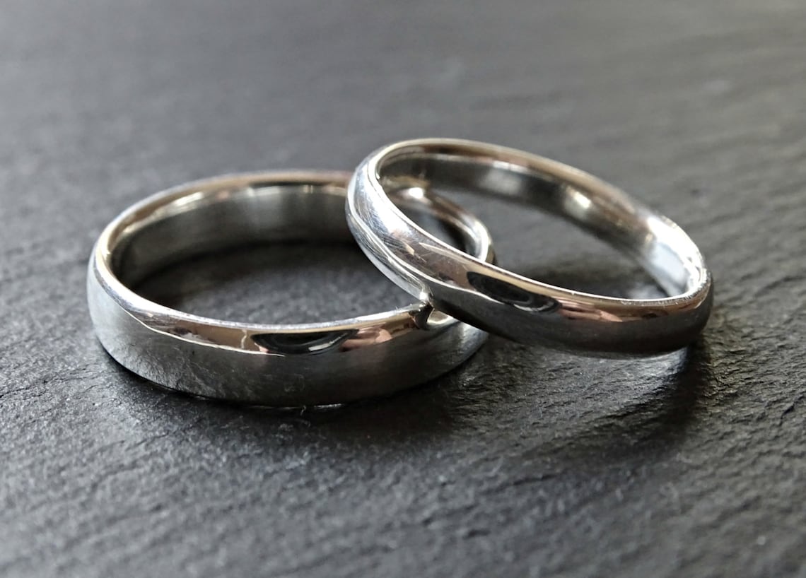 Silver Wedding Rings Women Silver Wedding Band Set Matching - Etsy