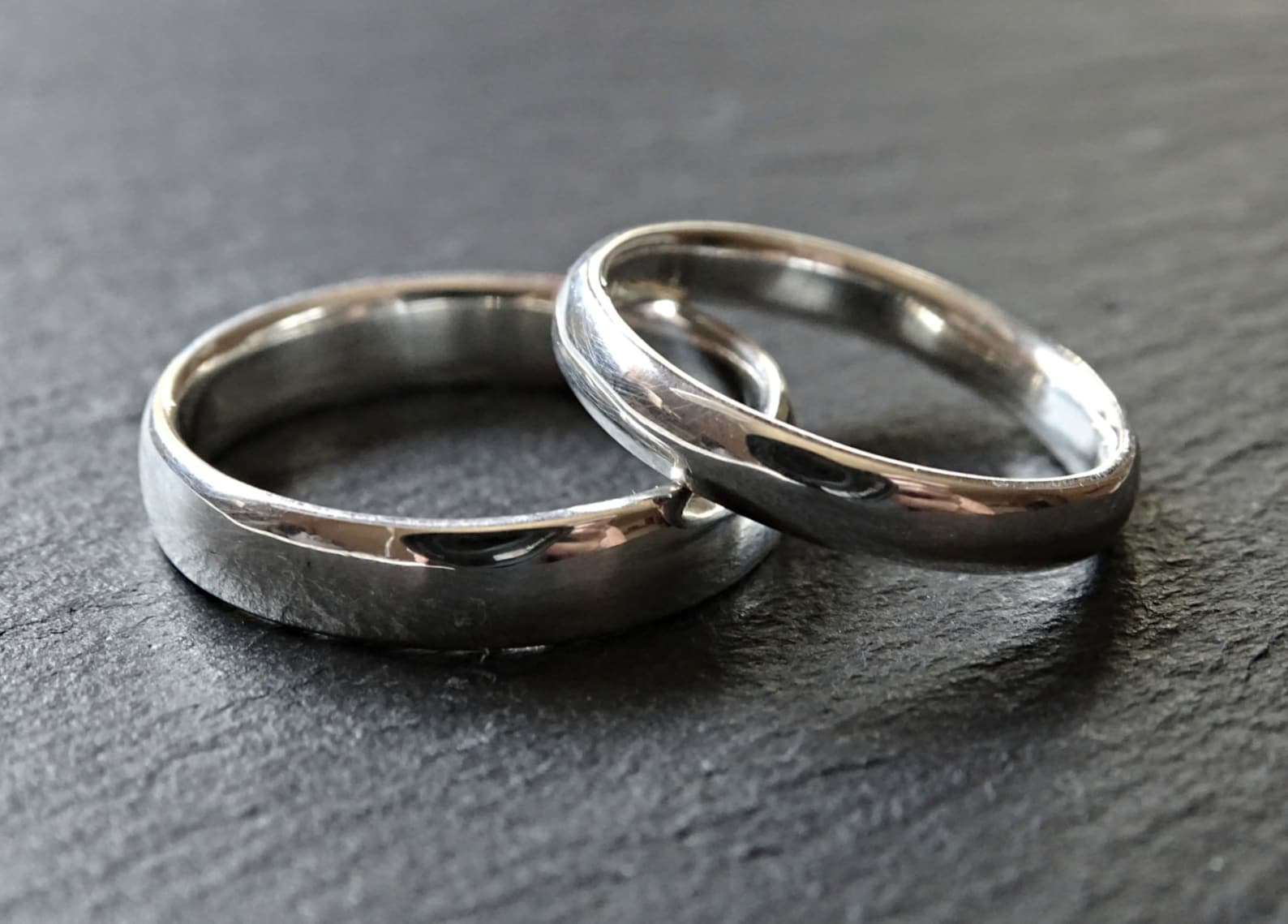 Silver Wedding Bands Slim Wedding Ring Set Silver Matching - Etsy