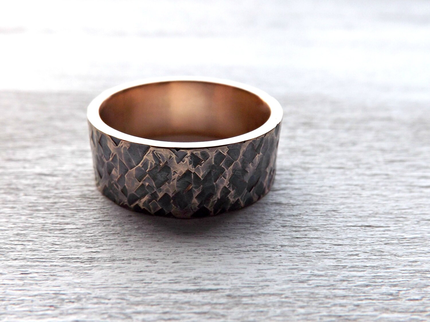 Rustic Bronze Ring Rustic Mens Ring Bronze Square Hammered - Etsy