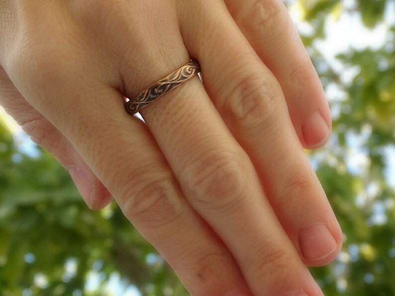 Copper Silver Wedding Ring Textured Copper Ring Medieval | Etsy