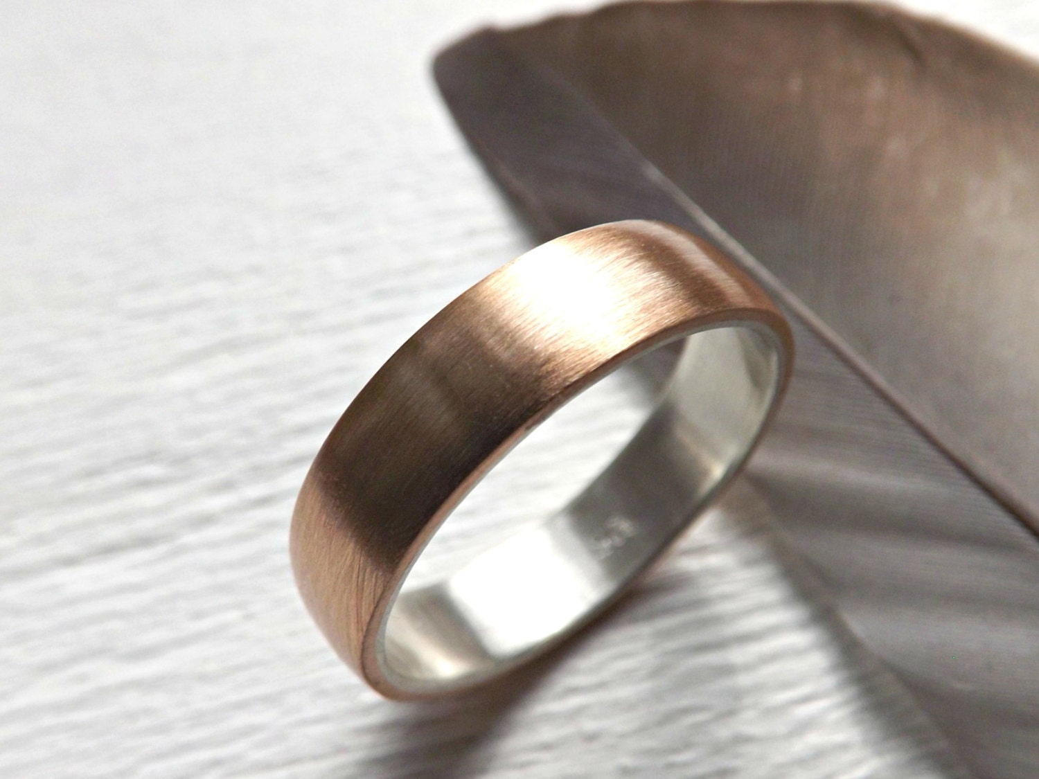 Mens Bronze Wedding Ring Domed Bronze Ring Silver Mens Ring - Etsy