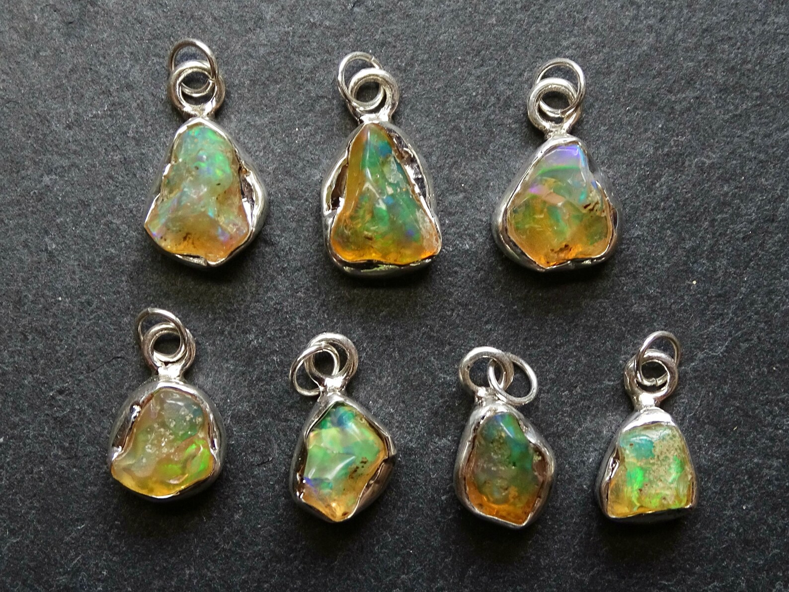 Raw opal pendant small opal pendant silver opal necklace | Etsy