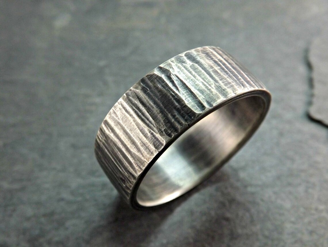 Rustic Mens Ring Mens Wedding Band Rustic Wedding Ring Cool - Etsy