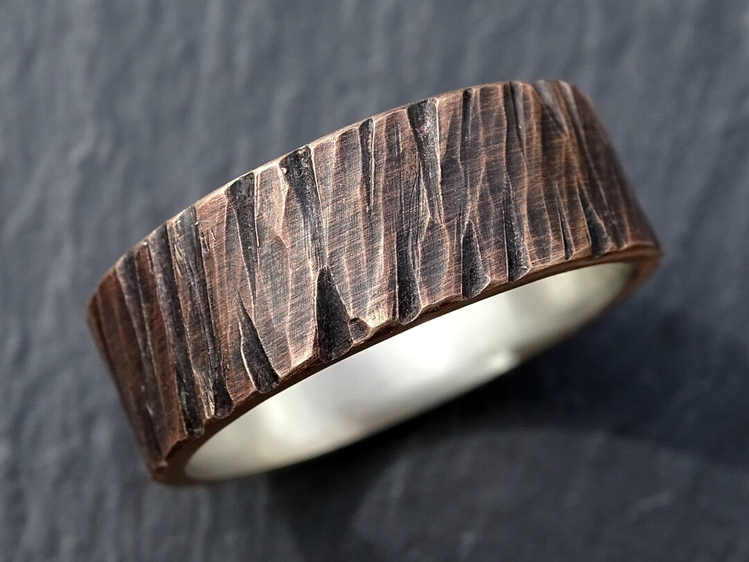 Bronze Wedding Ring Men, Cool Mens Ring Bronze Silver, Rugged Bronze ...