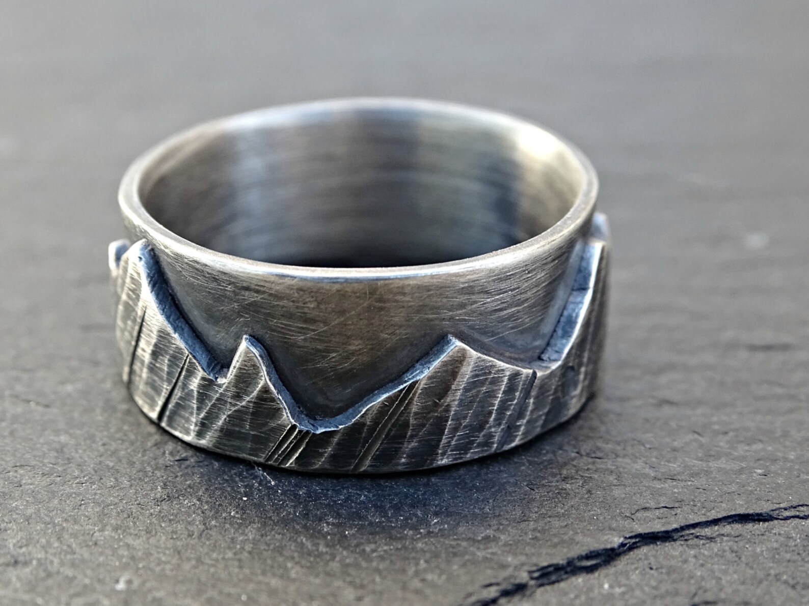 Silver Mountain Range Ring Outdoor Wedding Ring Silver | Etsy