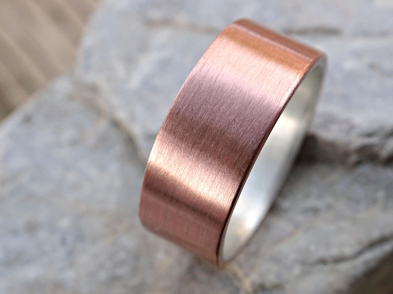 Mens Wedding Ring Copper Wedding Band Mens Ring Silver | Etsy