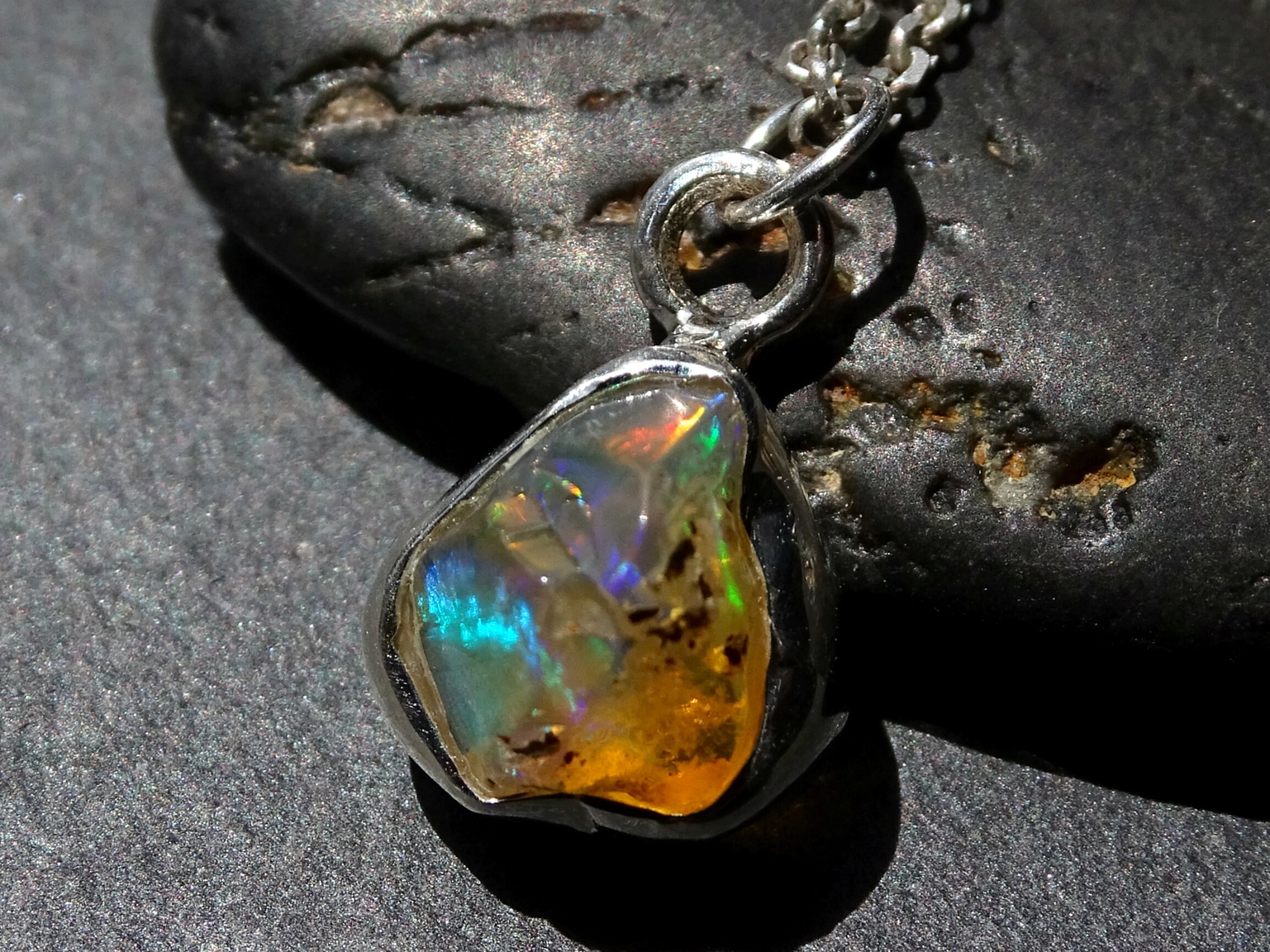 Raw opal pendant small opal pendant silver opal necklace | Etsy
