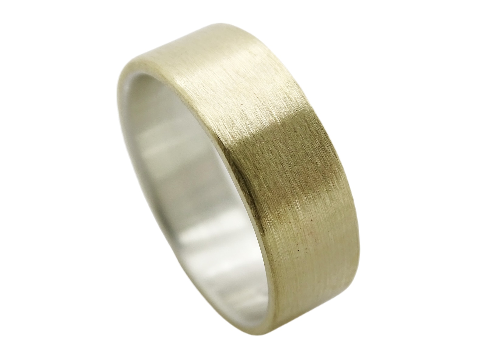 Mixed Metal Wedding Band Wide Mens Ring Brass Silver Promise - Etsy