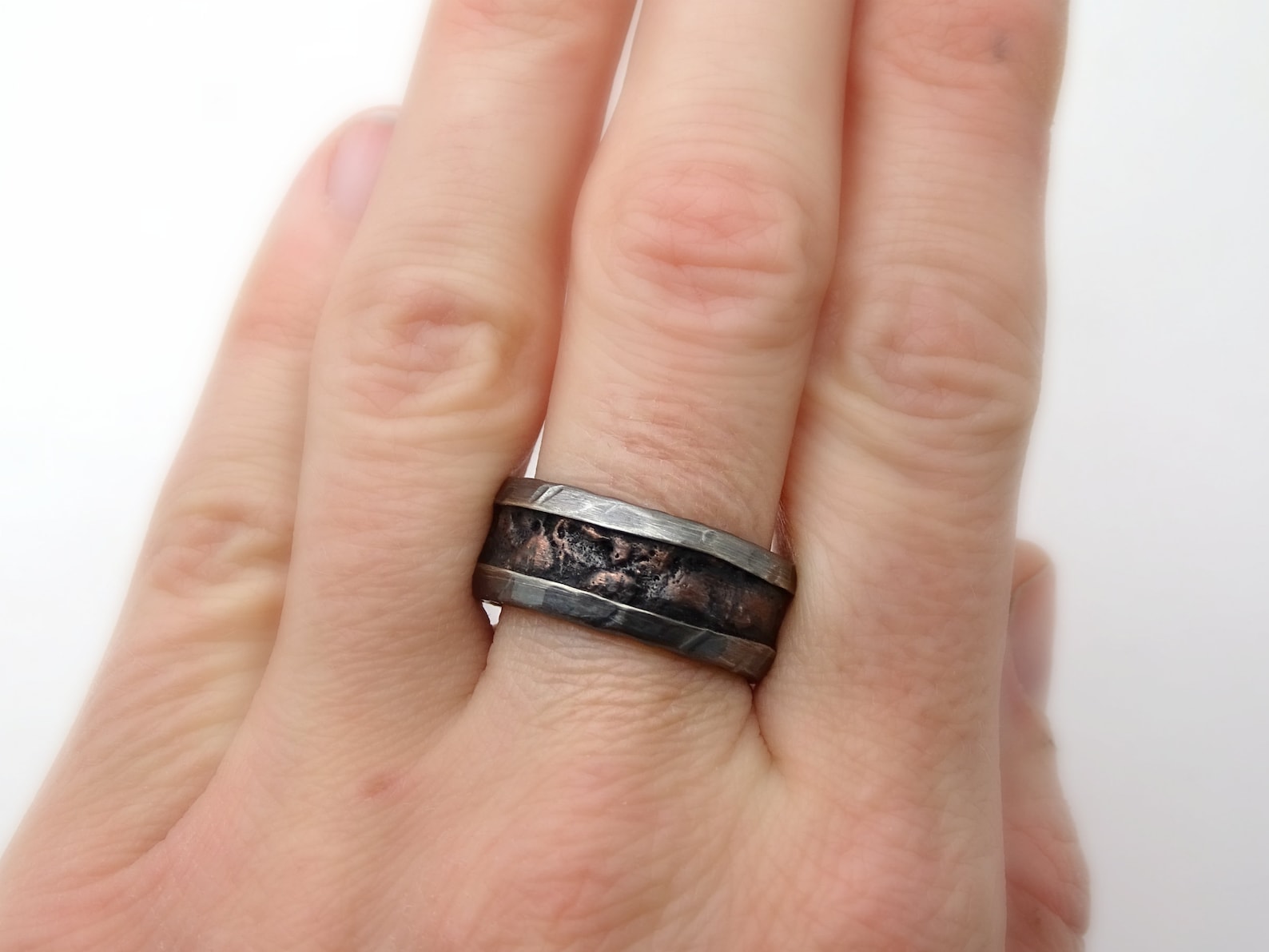 Cool Mens Ring Copper Silver Mens Wedding Band Copper Silver | Etsy