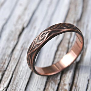 Textured Copper Ring, Medieval Wedding Ring, Copper Wedding Band Viking ...