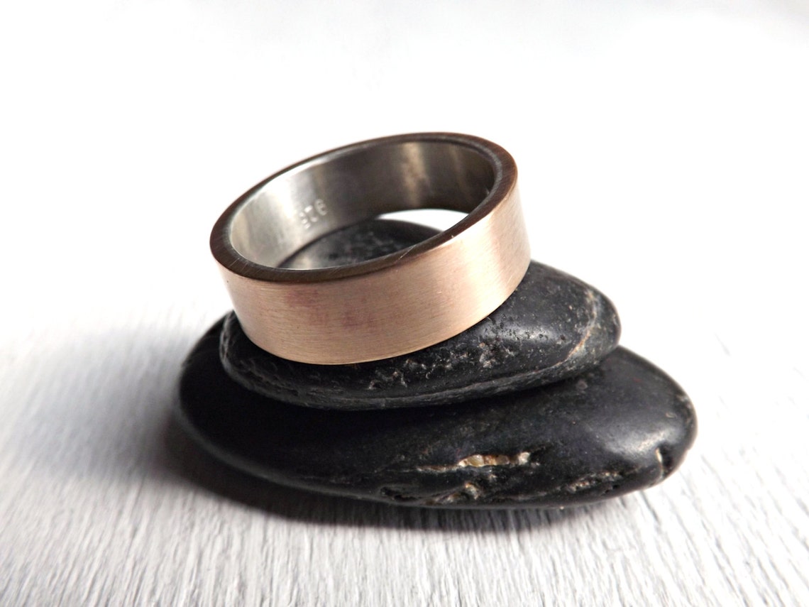 Mens Wedding Band Bronze Wedding Ring Mens Ring Silver - Etsy