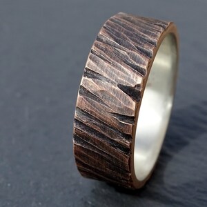 Bronze Wedding Ring Men, Cool Mens Ring Bronze Silver, Rugged Bronze ...