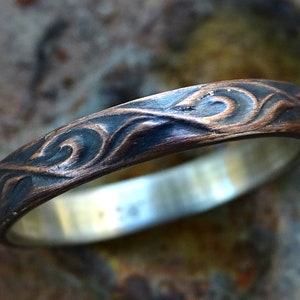 Copper Silver Wedding Ring Textured Copper Ring Medieval - Etsy
