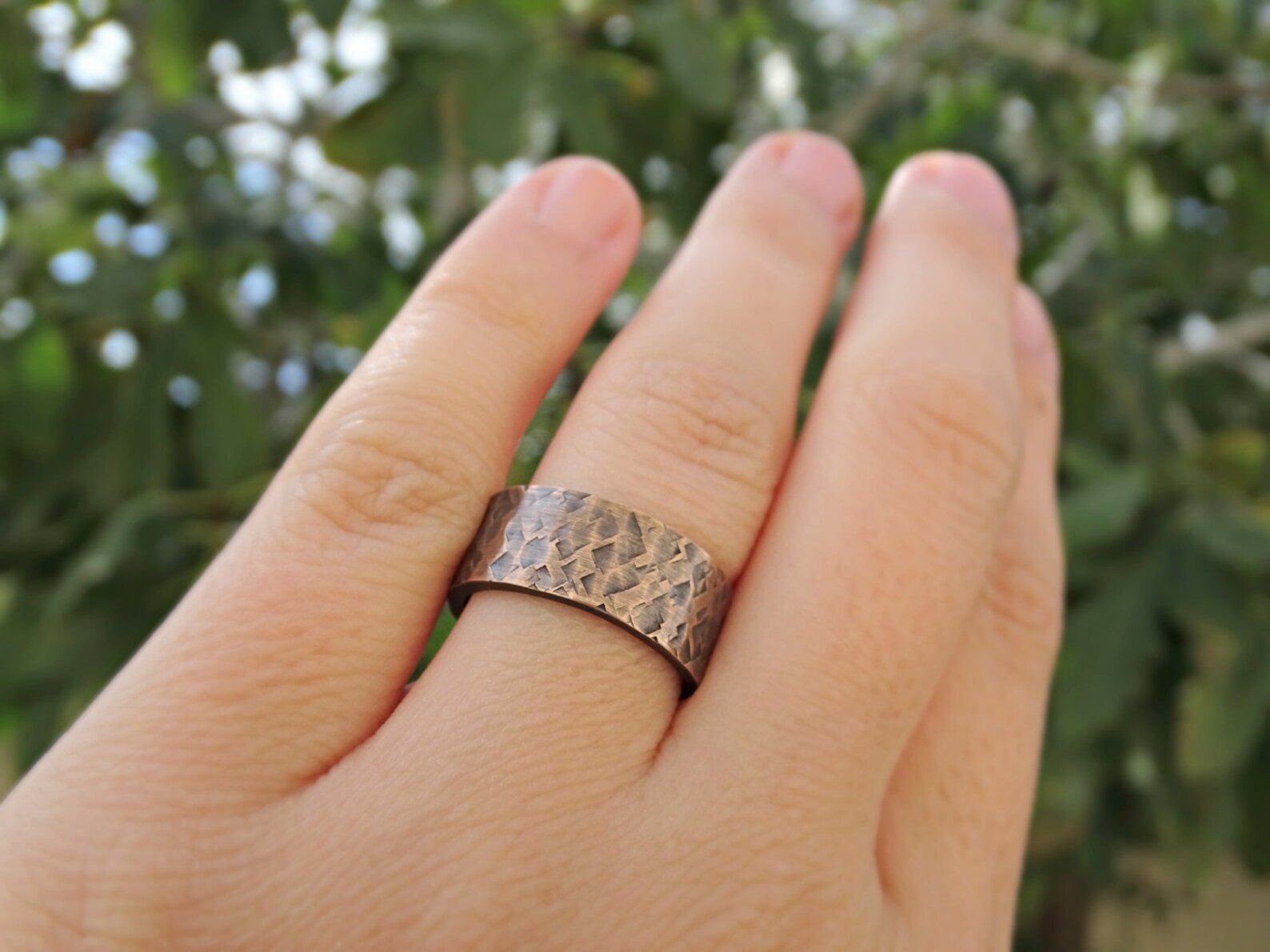 Rustic Bronze Ring Rustic Mens Ring Bronze Square Hammered - Etsy