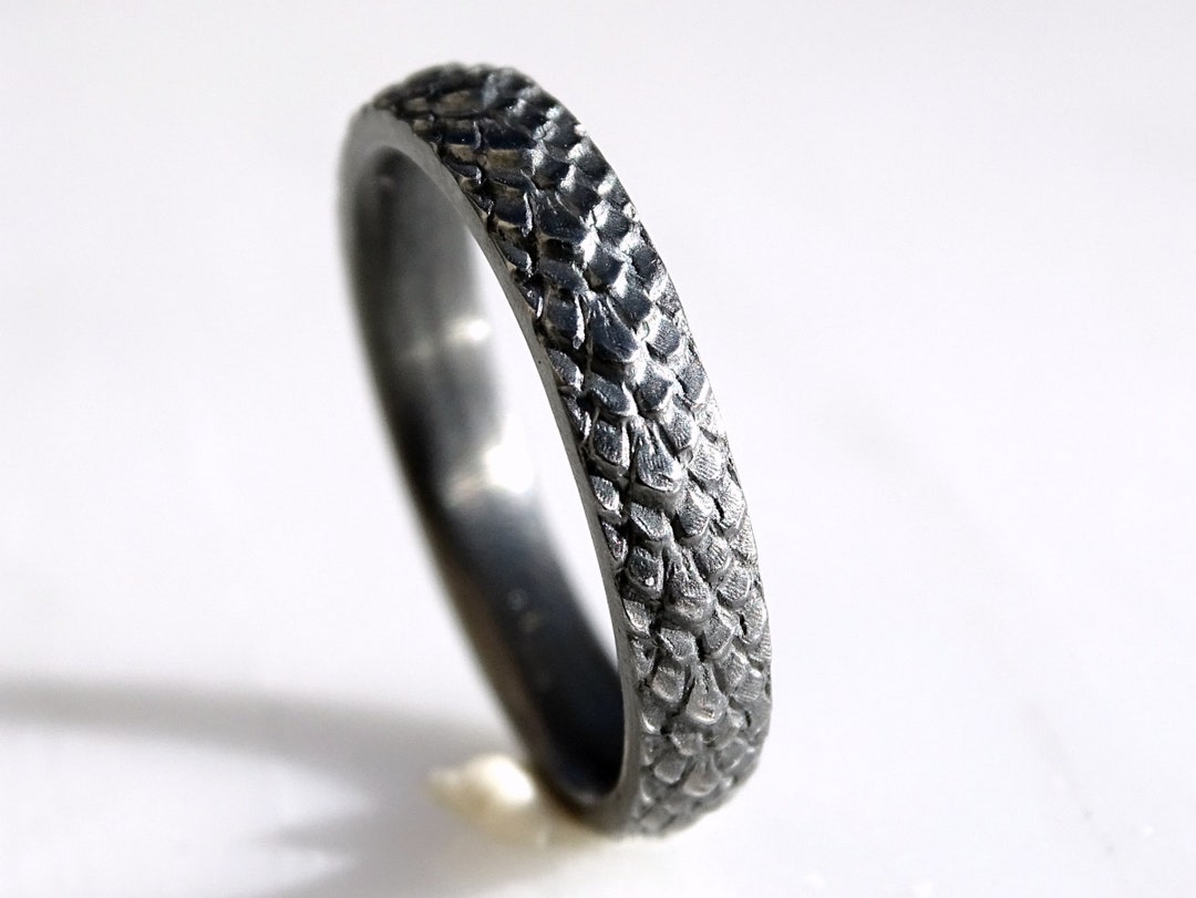Oxidized Sterling Silver Dragon Scale Ring: Medieval Wedding Band - Etsy