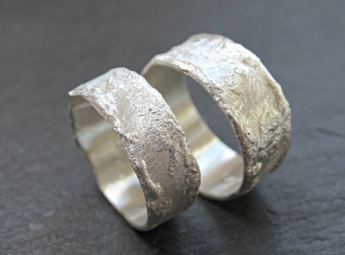 Unique Wedding Rings Rustic Cool Wilderness Rings Matching - Etsy
