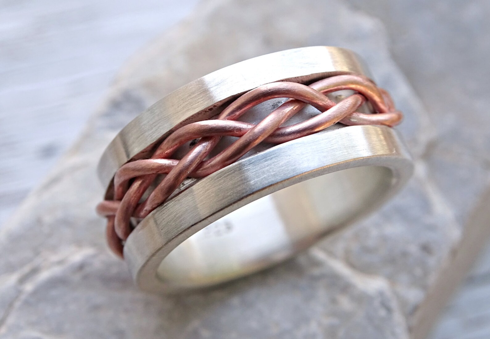 Bold Braided Ring Silver Copper Unique Wedding Band Silver | Etsy