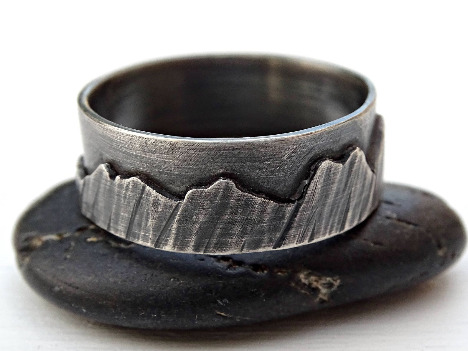 Silver Mountain Range Ring Outdoor Wedding Ring Silver | Etsy