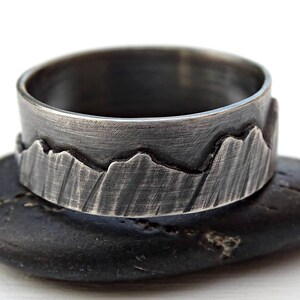 Silver Mountain Range Ring, Outdoor Wedding Ring Silver Promise Ring ...
