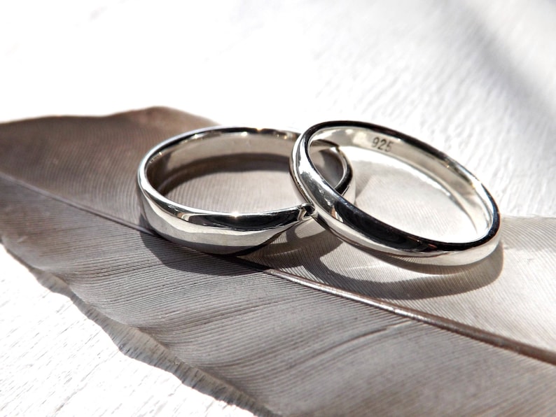 Silver Wedding Rings Women Silver Wedding Band Set Matching - Etsy