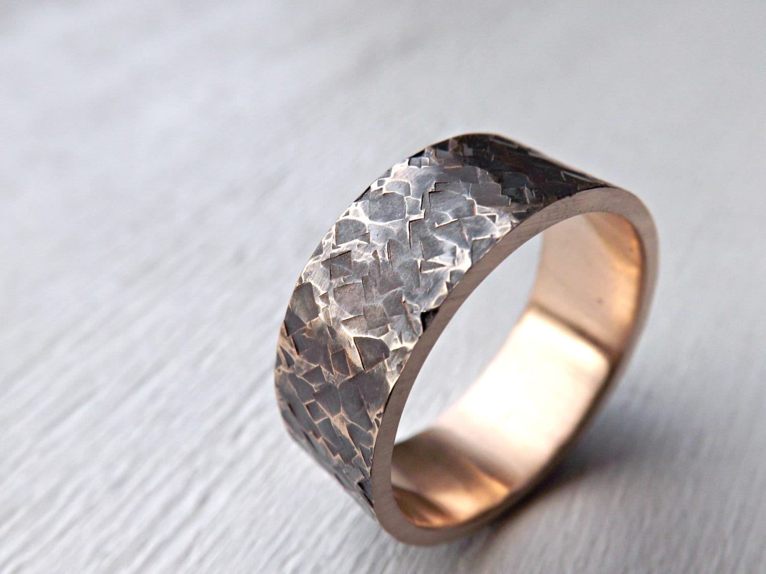 Rustic Bronze Ring Rustic Mens Ring Bronze Square Hammered - Etsy