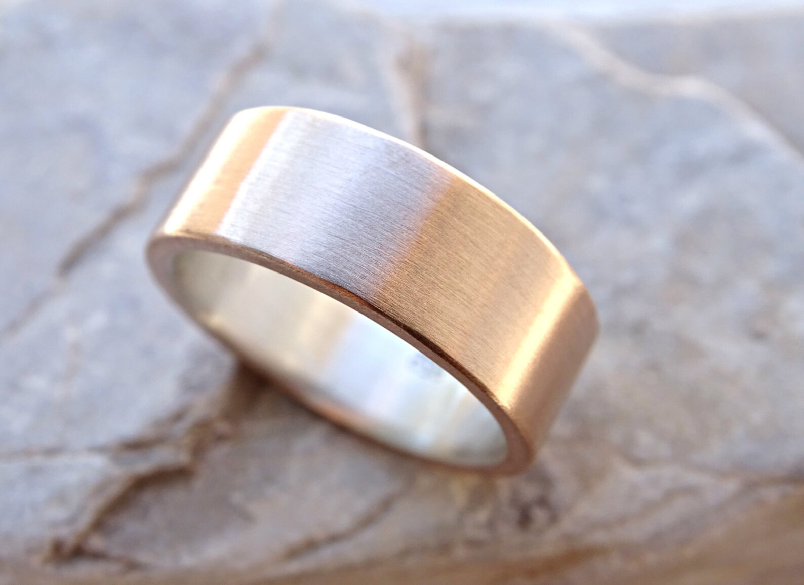 Bronze Wedding Ring Mens Ring Bronze Silver Mens Wedding - Etsy