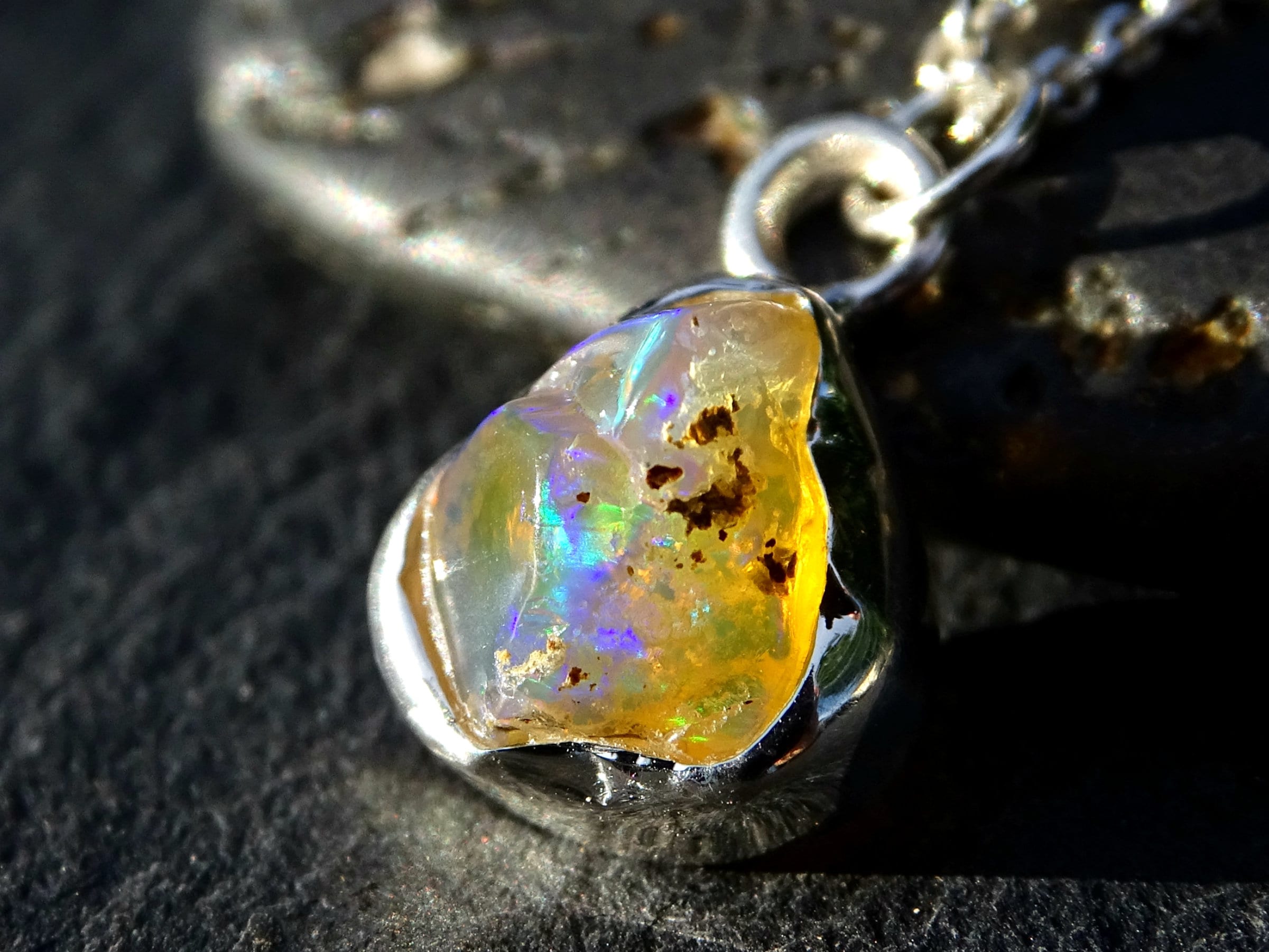 Raw opal pendant small opal pendant silver opal necklace | Etsy