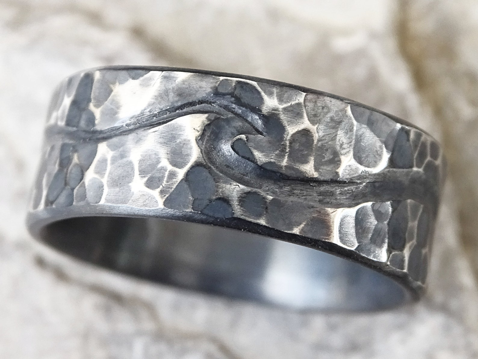 Beach Wedding Ring Two Engraved Waves Silver Wave Ring Ocean - Etsy