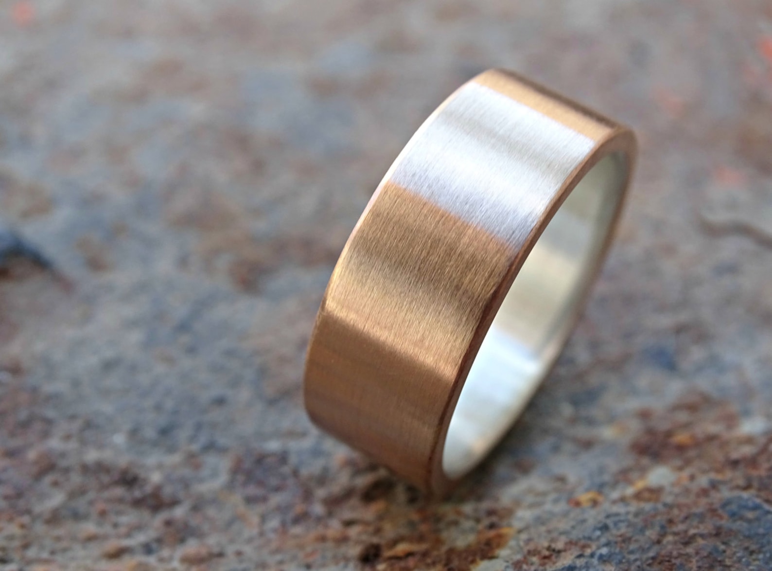 Bronze Wedding Ring Mens Ring Bronze Silver Mens Wedding - Etsy