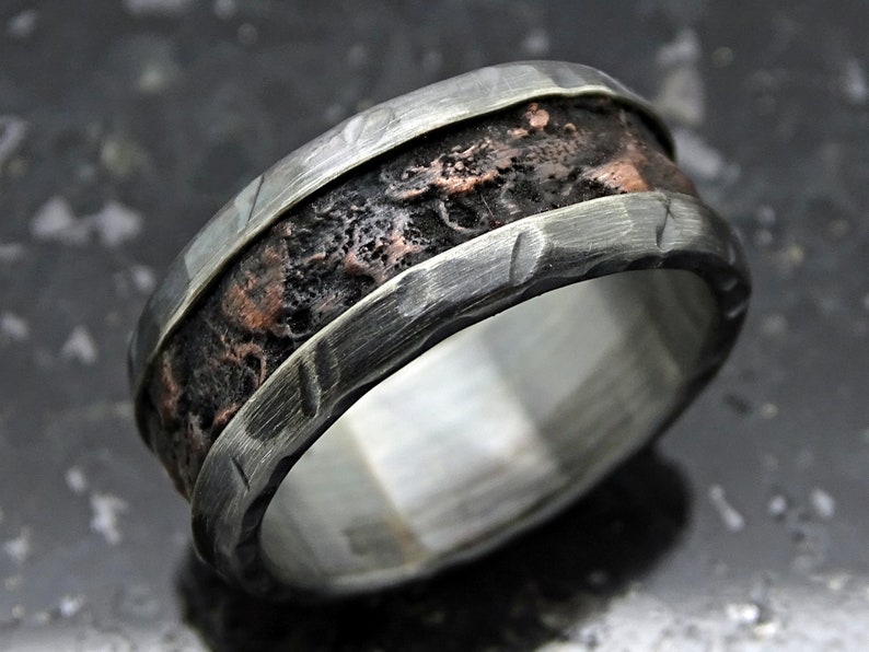 Cool mens ring copper silver mens wedding band copper silver | Etsy