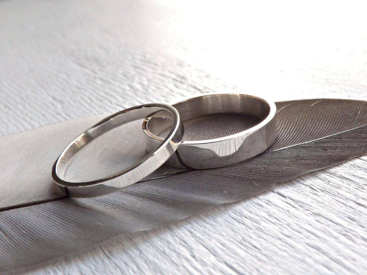 Simple silver ring set engagement ring set matching wedding | Etsy