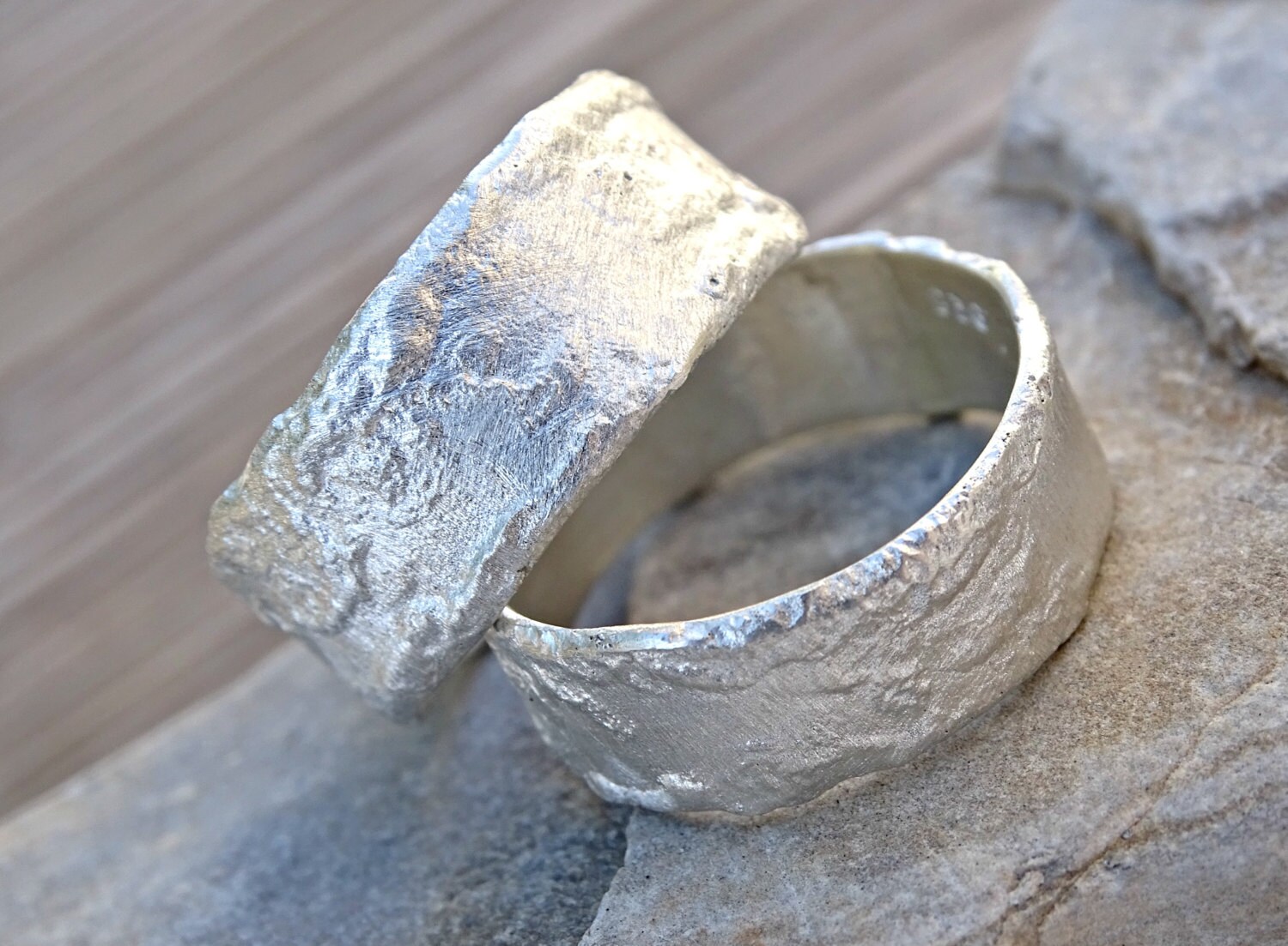 Unique Wedding Rings Rustic Cool Wilderness Rings Matching - Etsy