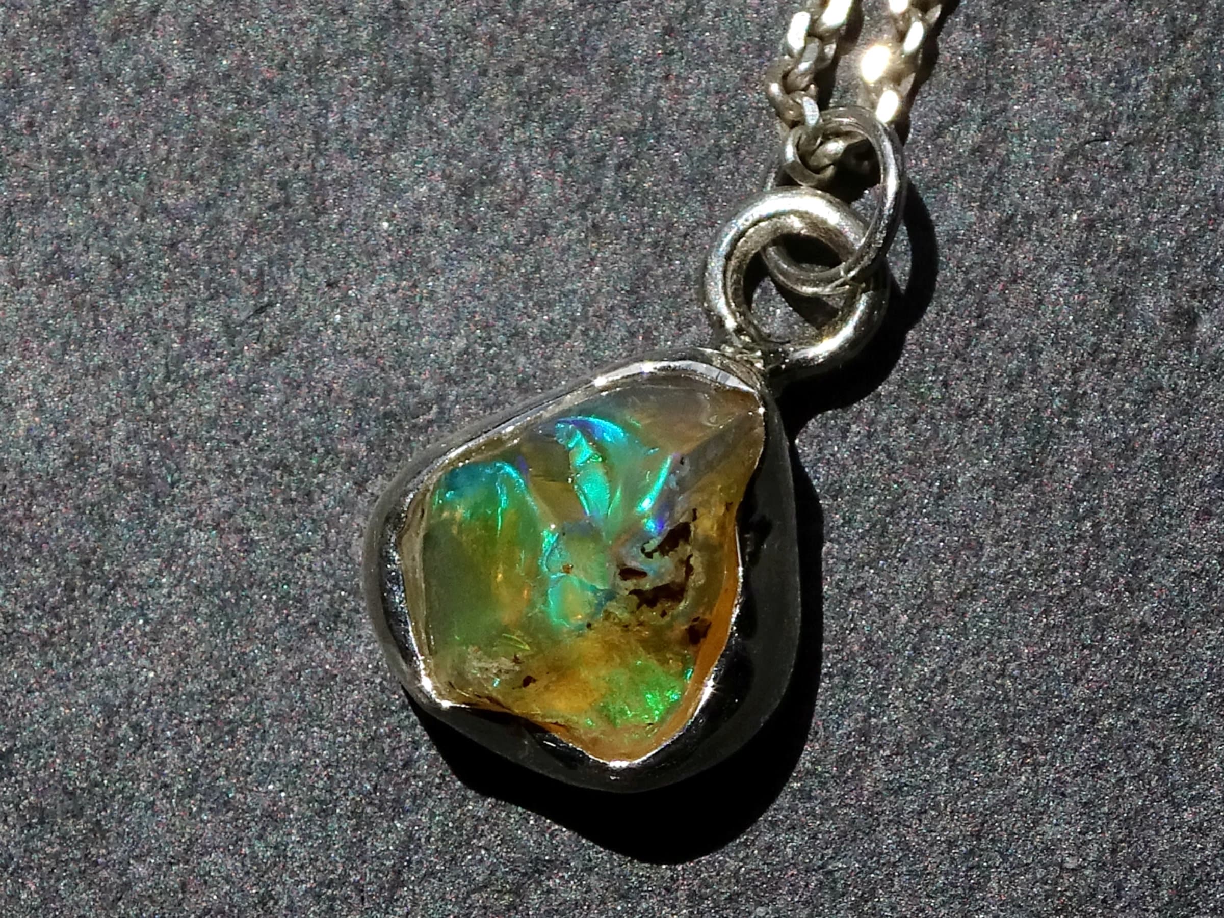 Raw opal pendant small opal pendant silver opal necklace | Etsy