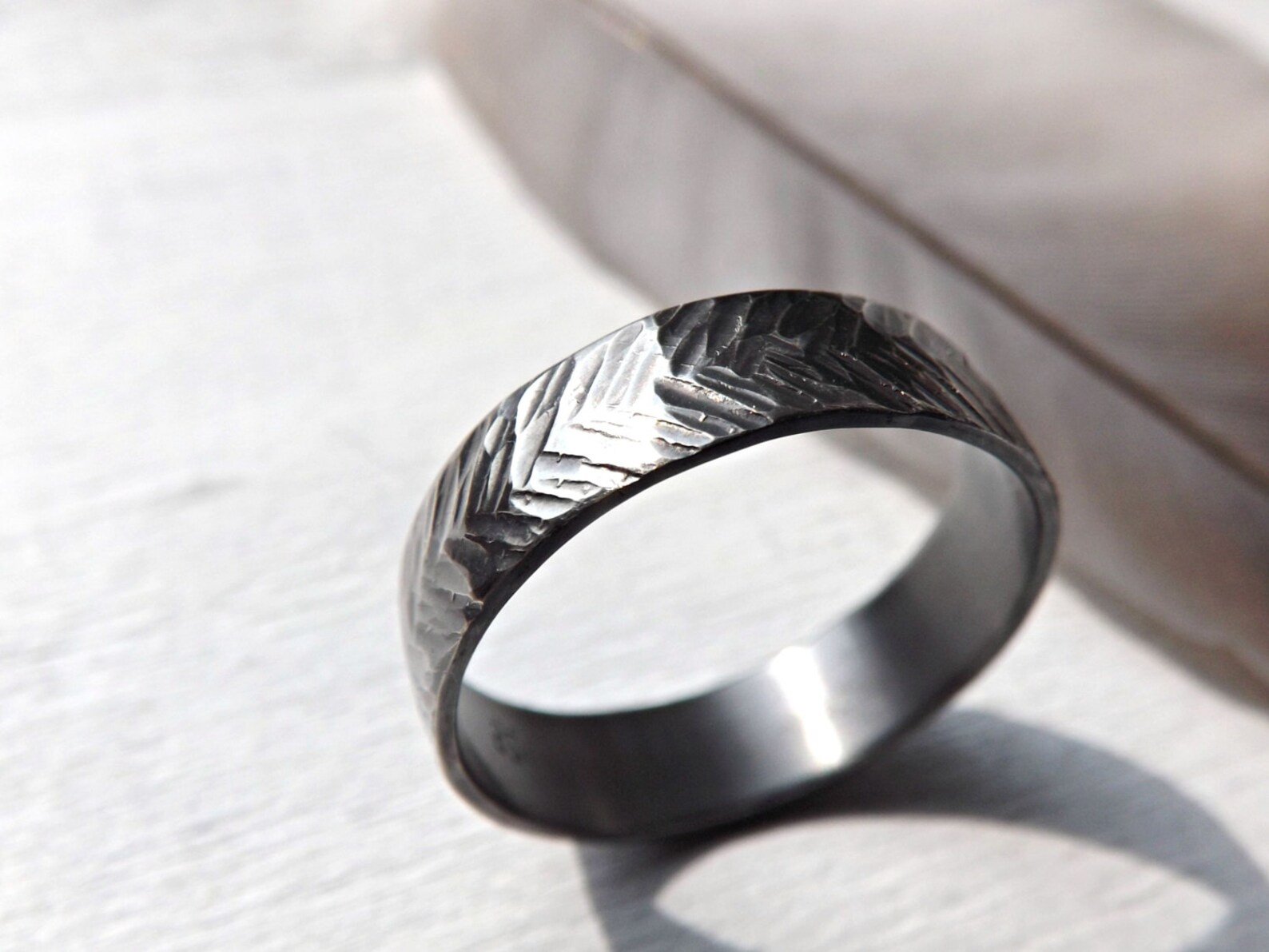 Silver Wedding Band Herringbone Ring Textured Chevron Ring | Etsy