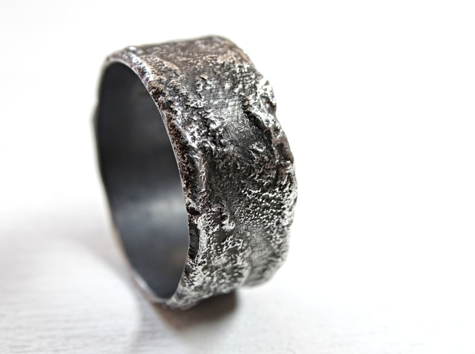 Meteorite Ring Silver Molten Silver Ring Silver Wedding - Etsy