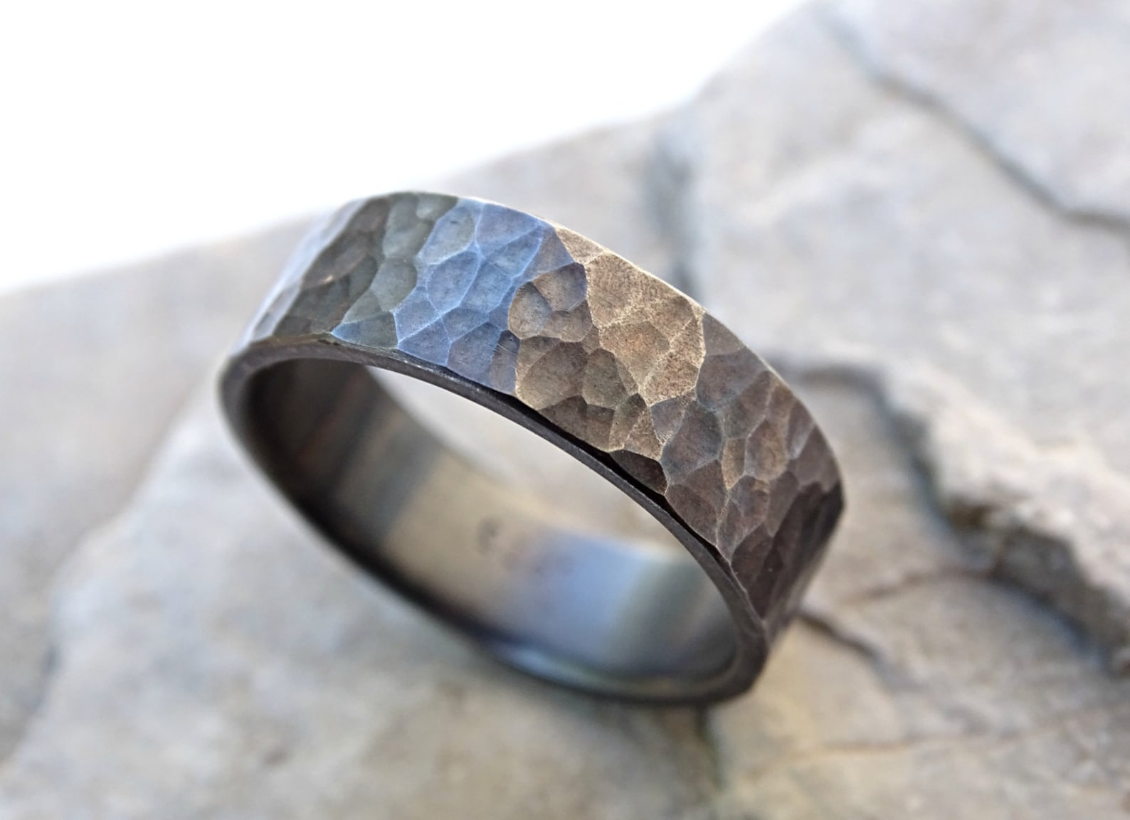 Mens ring black silver mens engagement ring silver handmade | Etsy