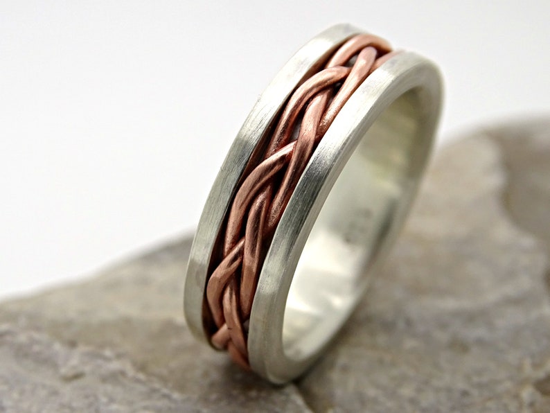 Kupfer-Silber Ring geflochten Flechtring Silber Mixed Metal - Etsy.de
