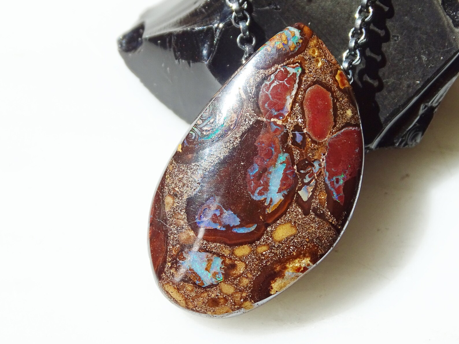 Real Yowah opal pendant Boulder opal necklace silver unique | Etsy